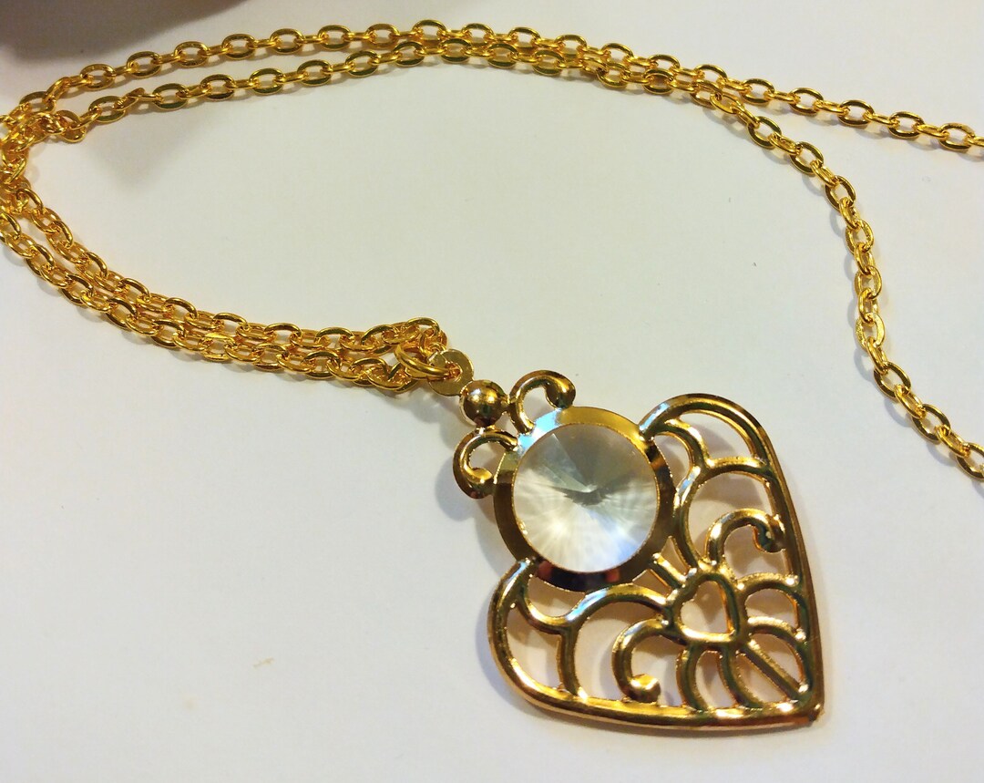 Ladies Art Glass Style Heart Pendant Necklace, Ladies Valentine Heart ...