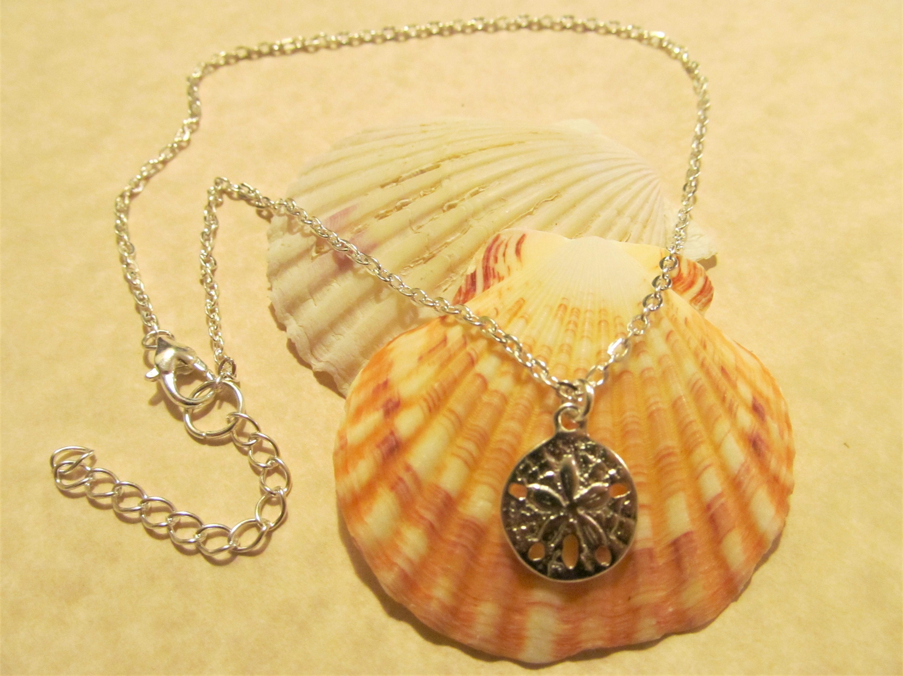 Silver Sand Dollar Choker Necklace, Beach Choker, Sea Shell Choker ...