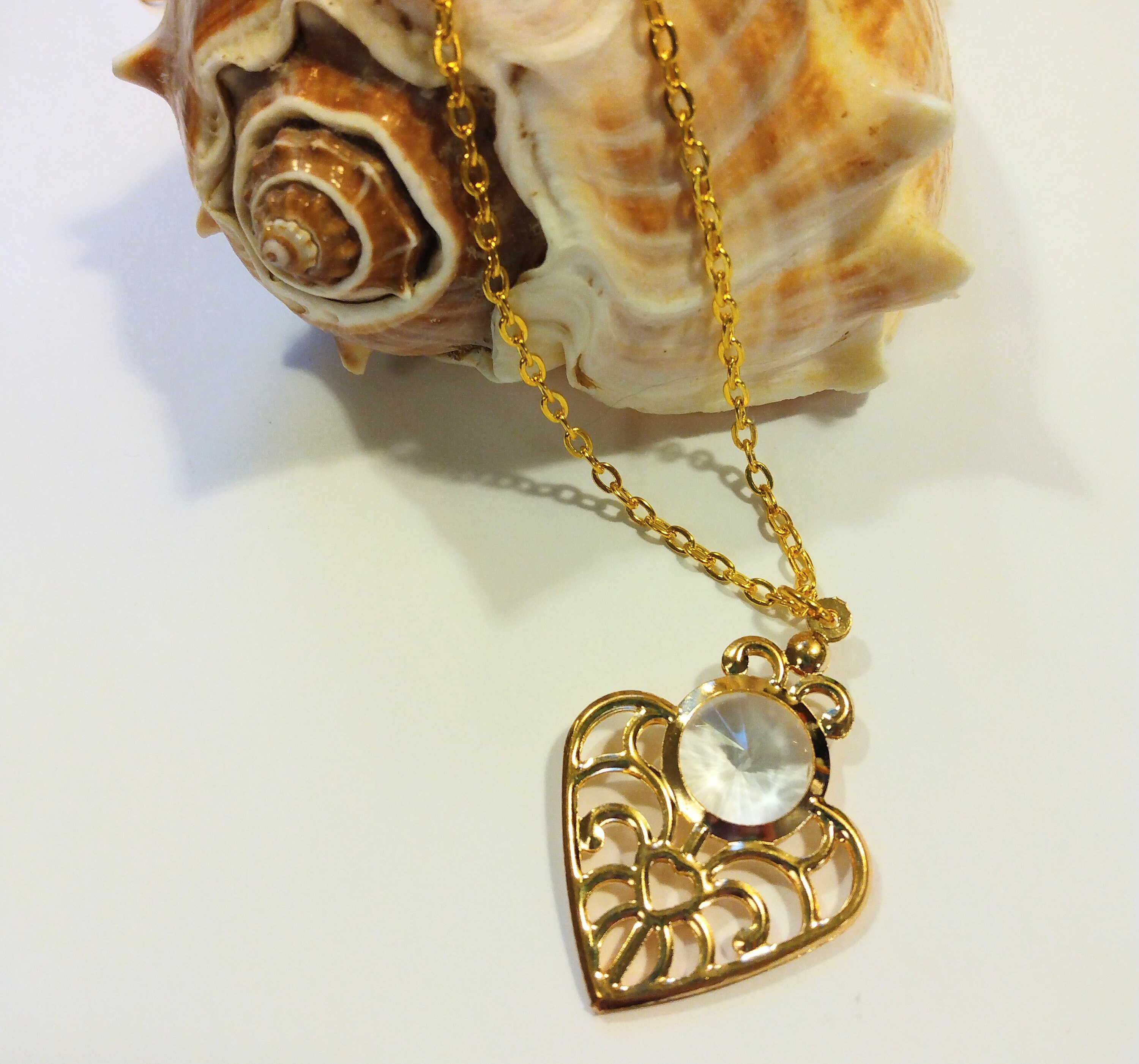 Ladies Art Glass Style Heart Pendant Necklace, Ladies Valentine Heart ...