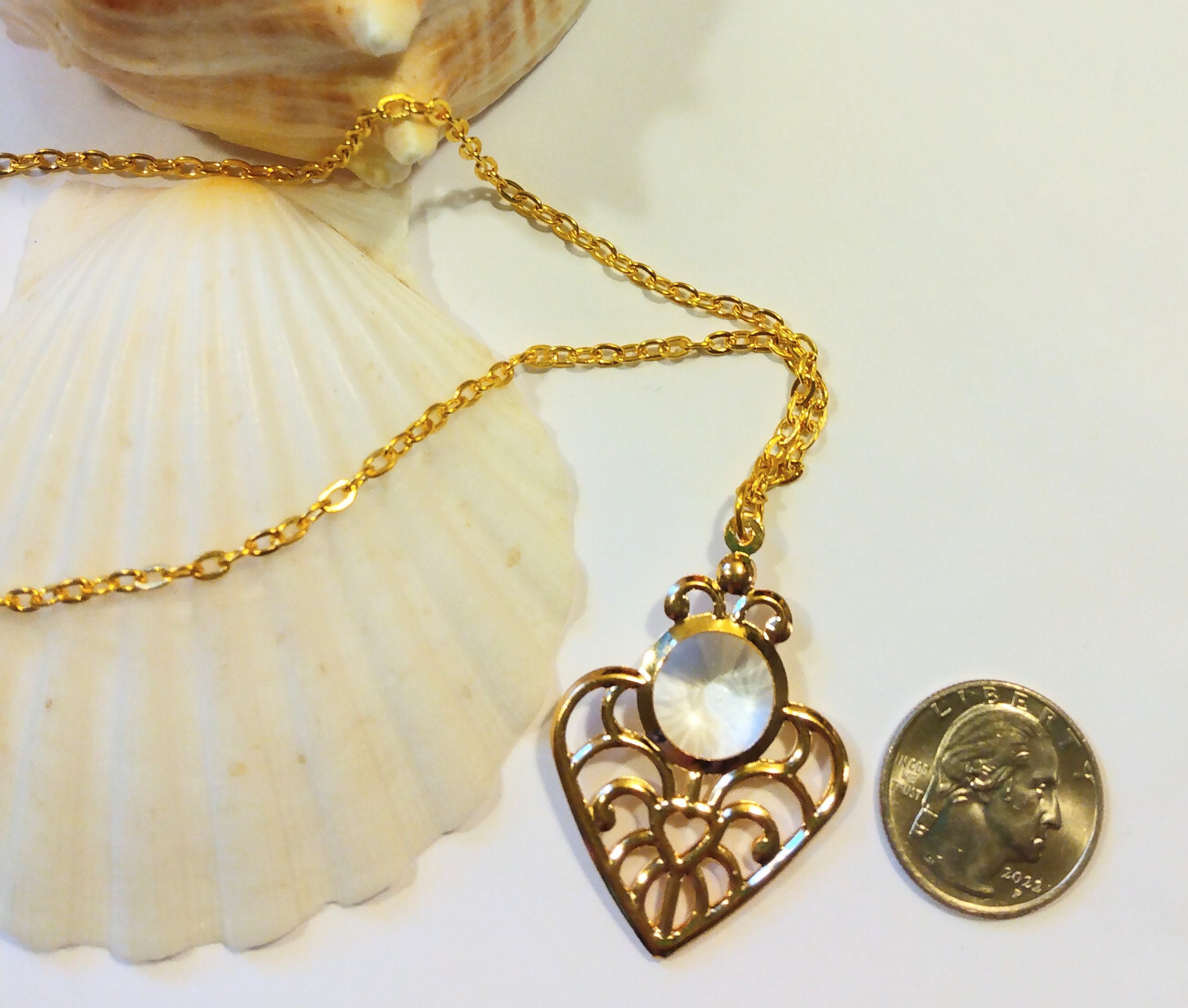 Ladies Art Glass Style Heart Pendant Necklace, Ladies Valentine Heart ...