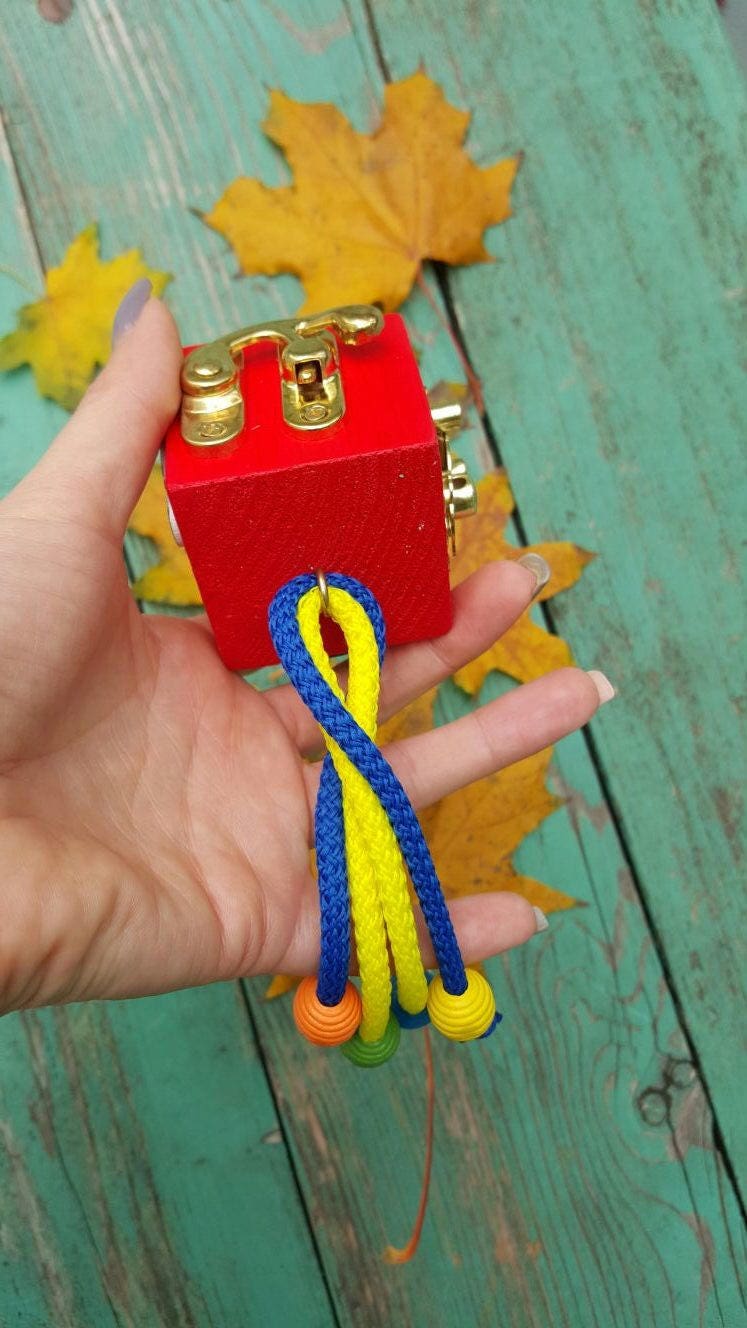 Fidget Cube Lock Board Baby Montessori Toy Travel Busy Board Wooden Toy ...