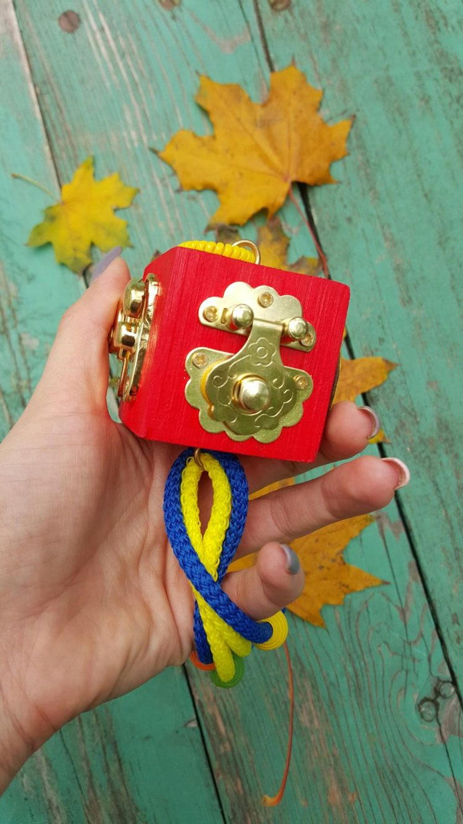 Fidget Cube Lock Board Baby Montessori Toy Travel Busy Board Wooden Toy ...