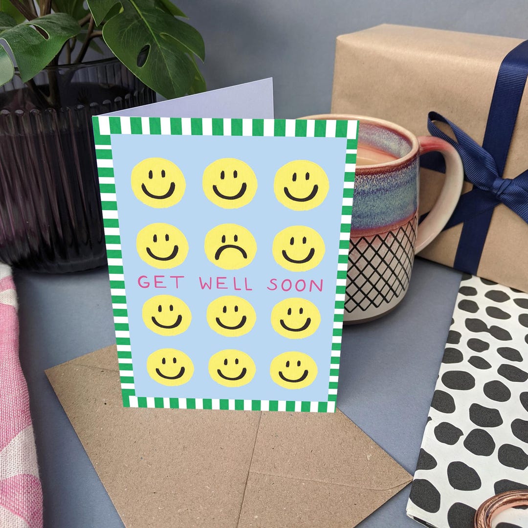 Get Well Soon Card - Smiley Faces - Etsy