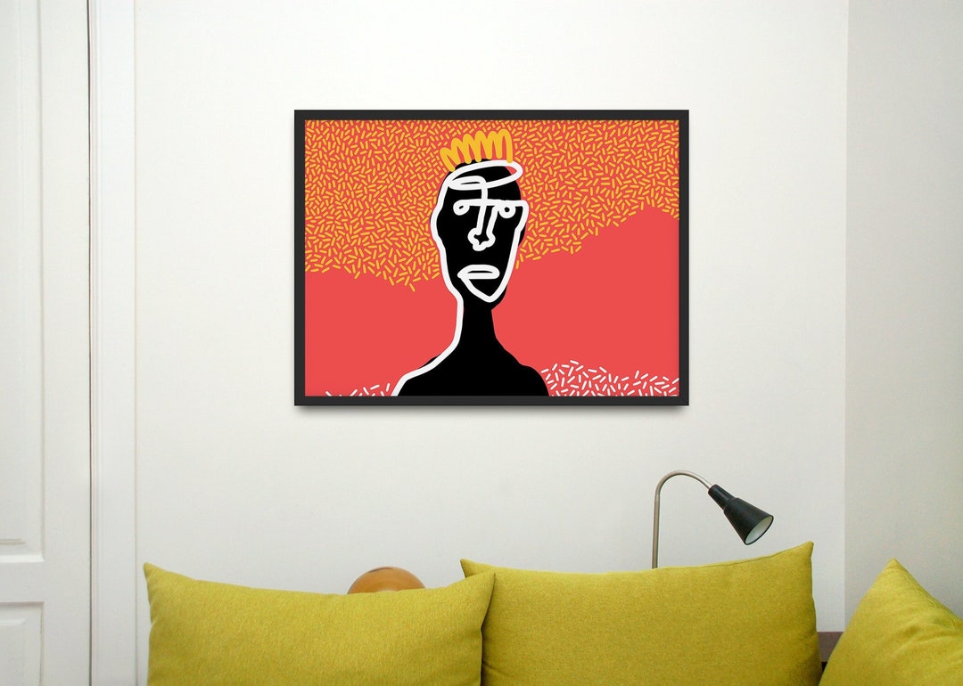 Horizontal Wall Art, Abstract Line Art Face, Downloadable Prints ...