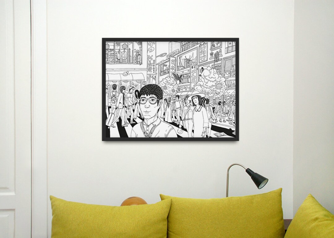 Japandi Horizontal Wall Art, Tokyo Illustration Print, Japanese Wall ...