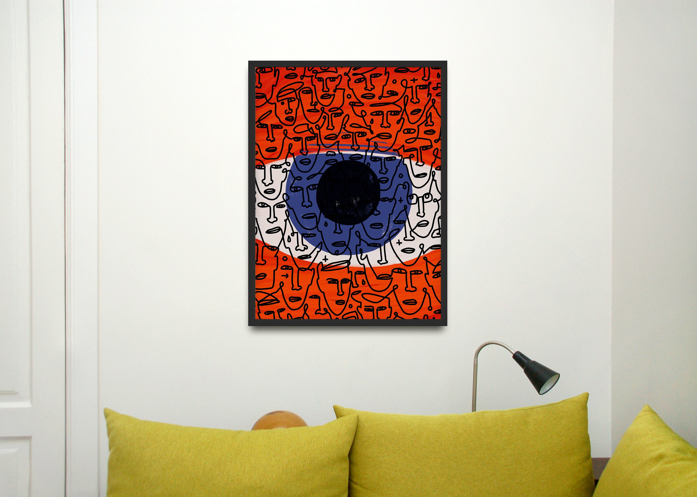 Red One Line Drawing Downloadable Print, Bauhaus Wall Art, Funky Teen ...