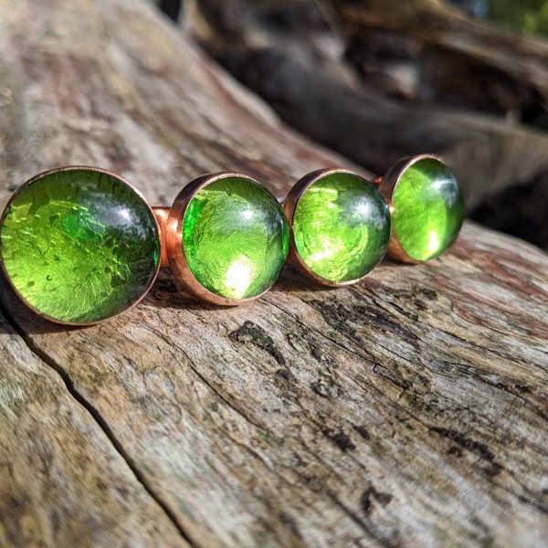 Topsy Long Oval Brass Statement Ring With Amethyst Cabochon Gemstone Re ...