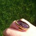 Topsy Long Oval Brass Statement Ring With Amethyst Cabochon Gemstone Re ...