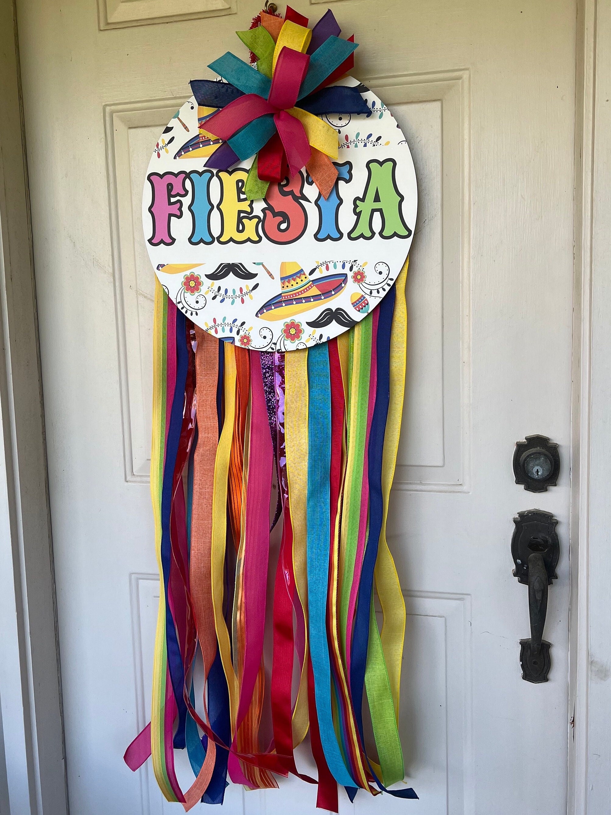 Fiesta Door Hanger for the Front Door, Cinco De Mayo, Piñata Wreath ...