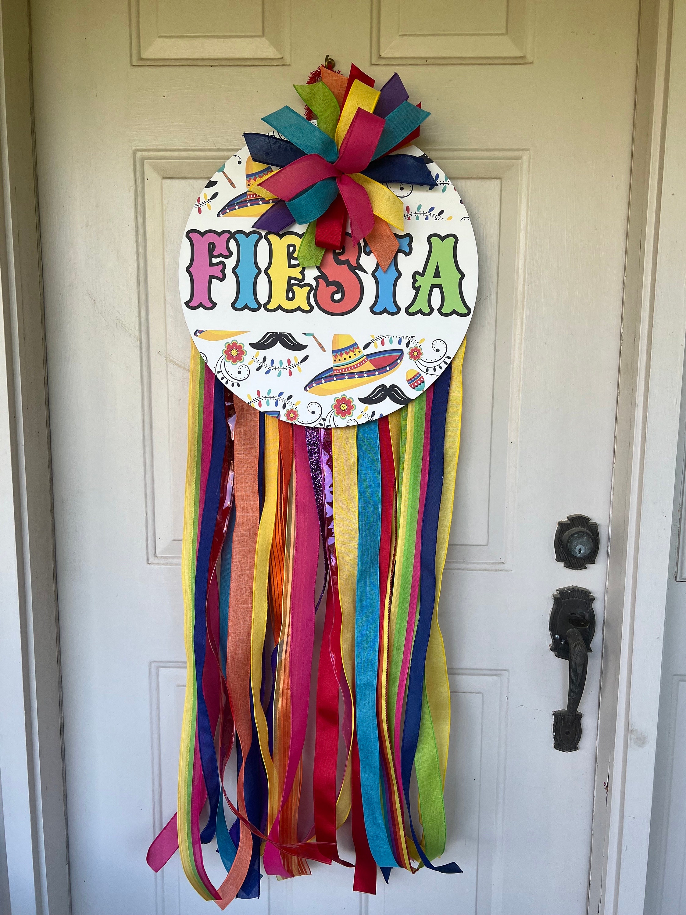 Fiesta Door Hanger for the Front Door, Cinco De Mayo, Piñata Wreath ...
