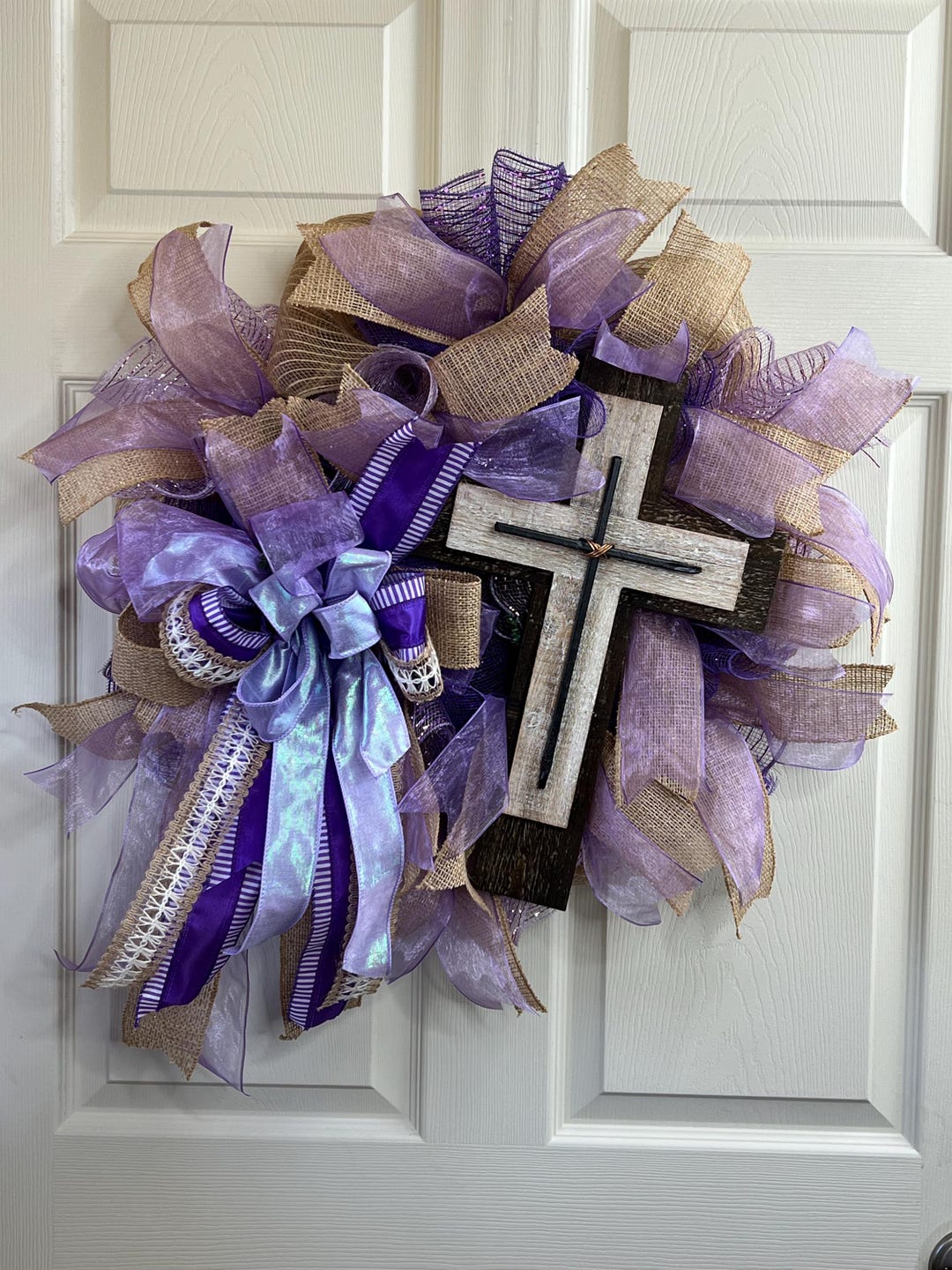 Rustic Purple Easter Cross Wreath: Faith-inspired Spring Door Decor - Etsy