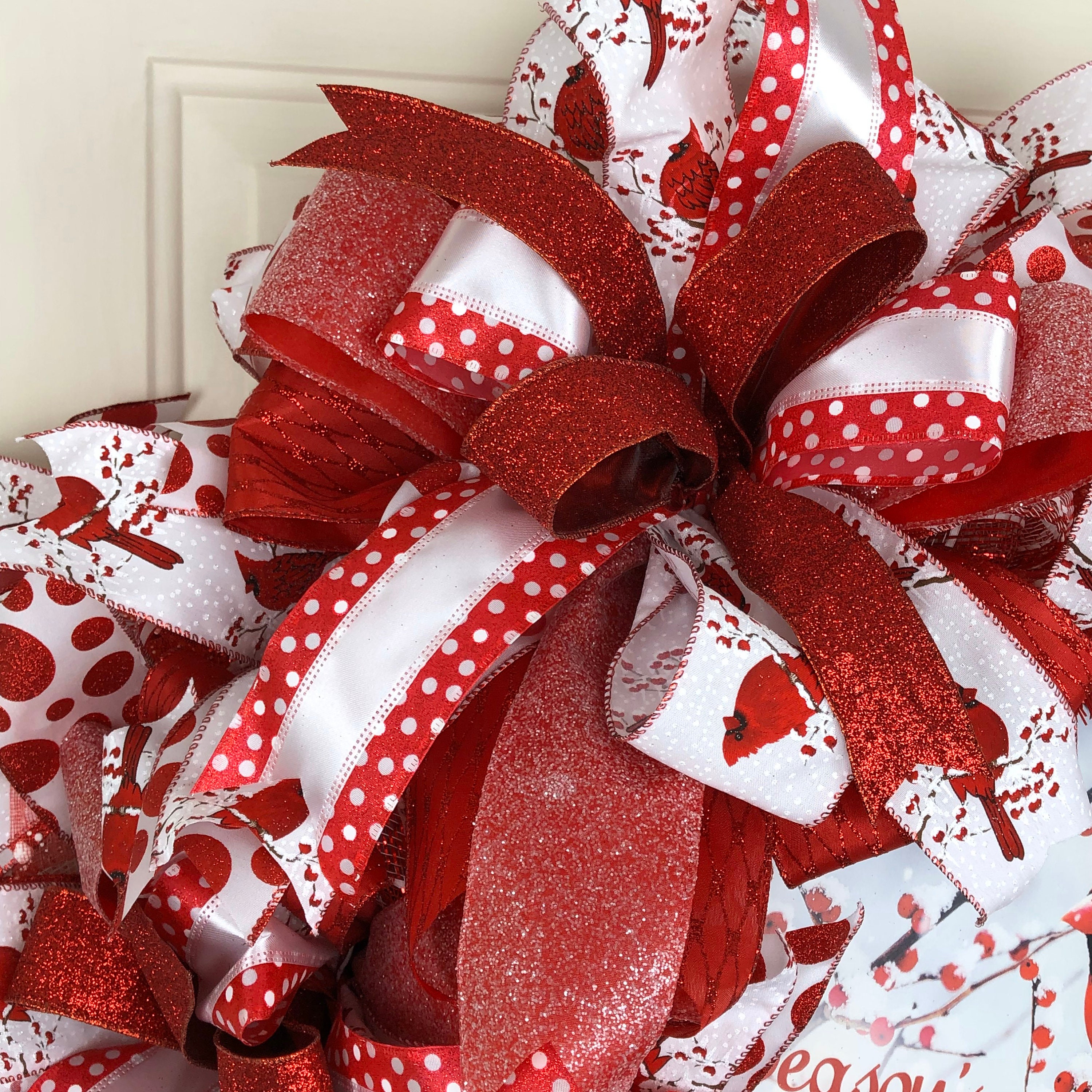 Christmas Cardinal Wreath Cardinal Wreath Christmas Mesh Wreath Christmas Front Door Wreath