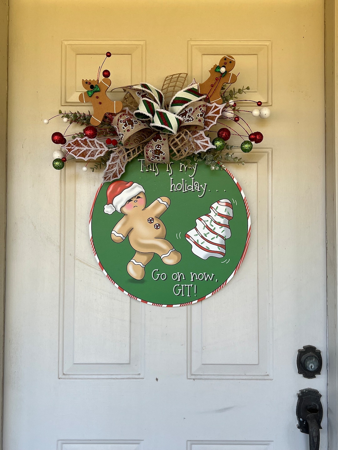 Gingerbread Door Hanger, Christmas Wreath, This is My Holiday Wreath ...