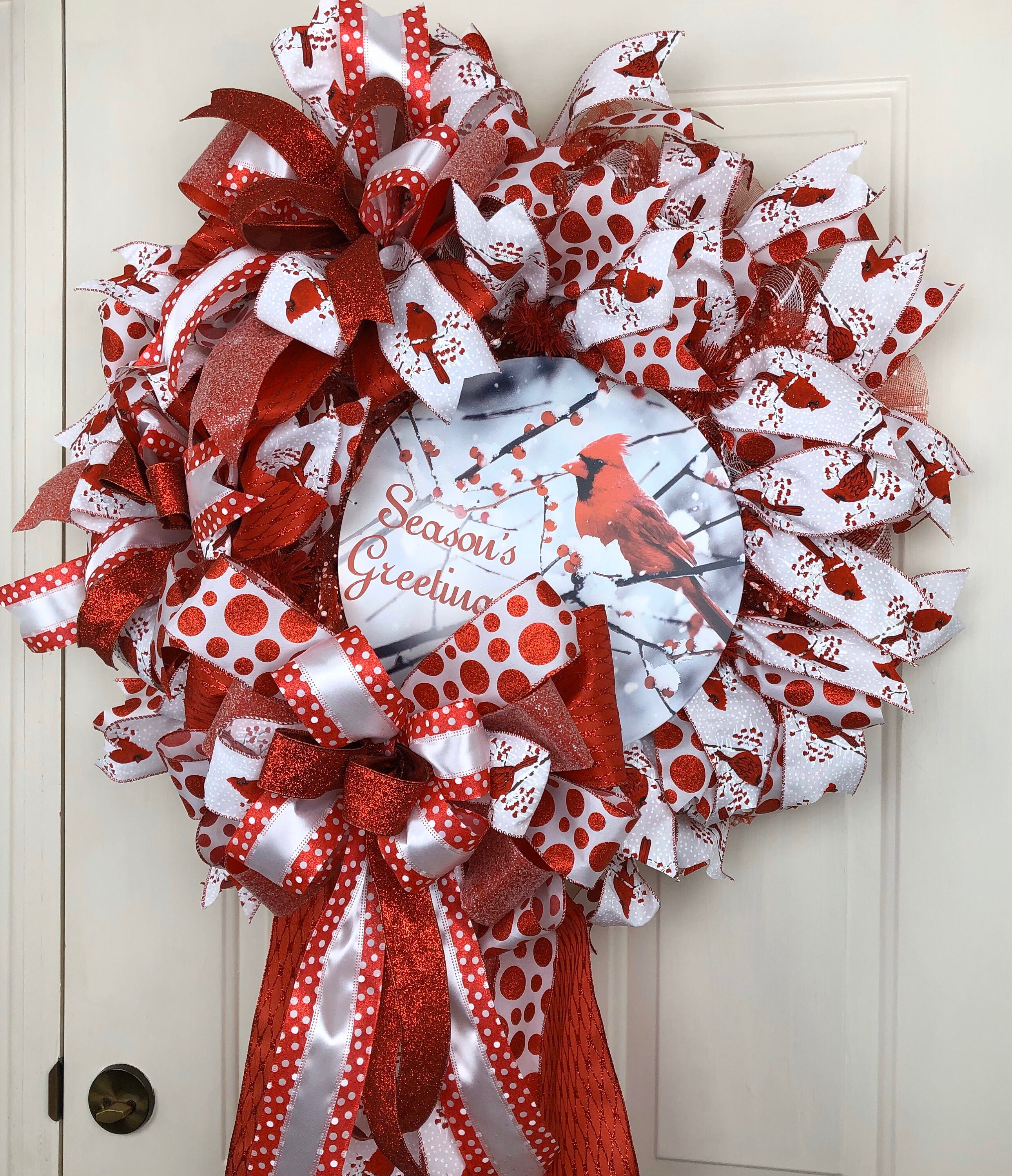 Christmas Cardinal Wreath, Cardinal Wreath, Christmas Mesh Wreath ...
