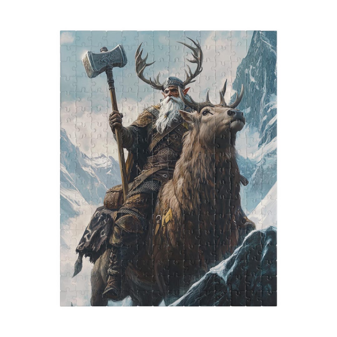 Jigsaw Puzzle of Dwarf Warrior on a Giant Deer Fantasy Style 2 (110 ...