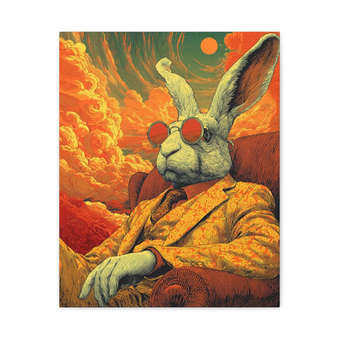 Dapper Rabbit Illustration Matte Canvas - Etsy