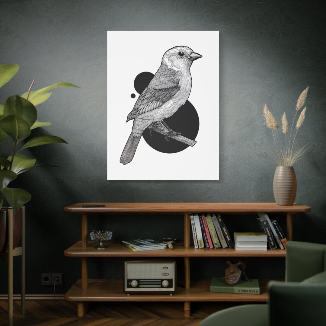 Hand-drawn Sparrow Illustration Matte Canvas - Etsy