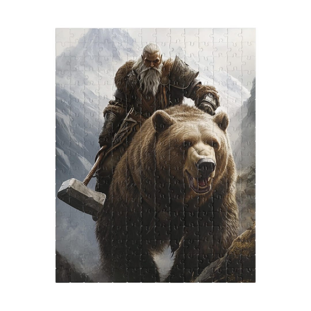 Jigsaw Puzzle of Dwarf Warrior on a Giant Bear Fantasy Style 7 (110 ...