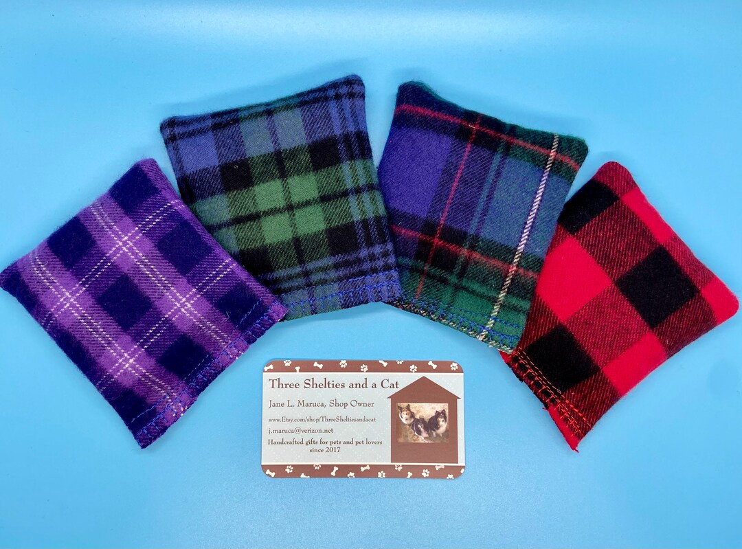 Set of 4 Flannel Catnip Sachets - Cat Toys - Vermont Flannel Cat Toys ...
