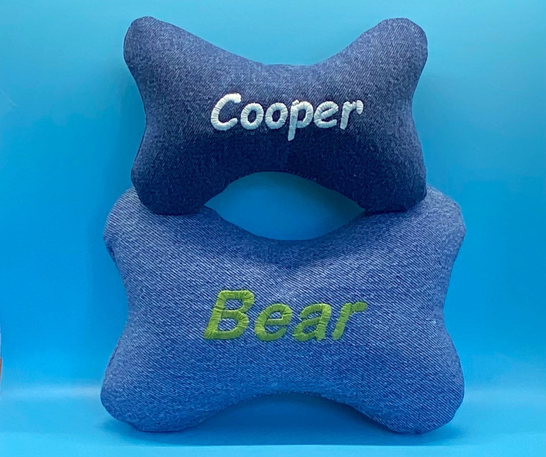 Personalized Upcycled Denim Dog Bone Toy - Handcrafted Recycled Jean ...