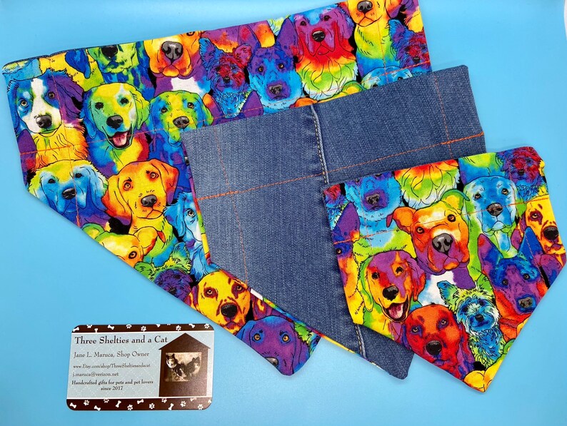 Reversible Dog Bandana: Upcycled Denim & Tie Dye Dogs Print - Etsy