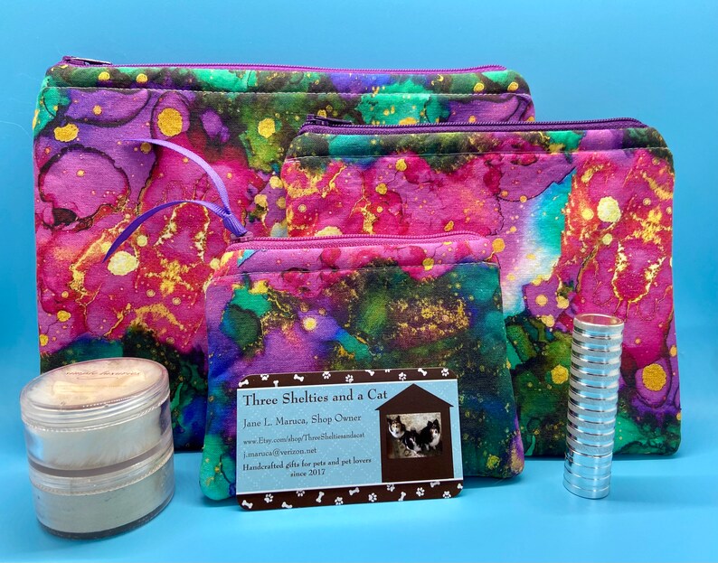 Jeweltone and Gold Batik Makeup Bags - Lined Zipper Pouches - Etsy