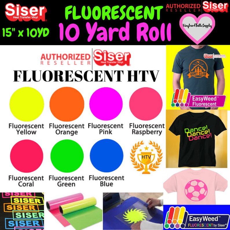 Siser Easyweed Fluorescent Heat Transfer Vinyl, 15" X 10 Yard Roll - Etsy
