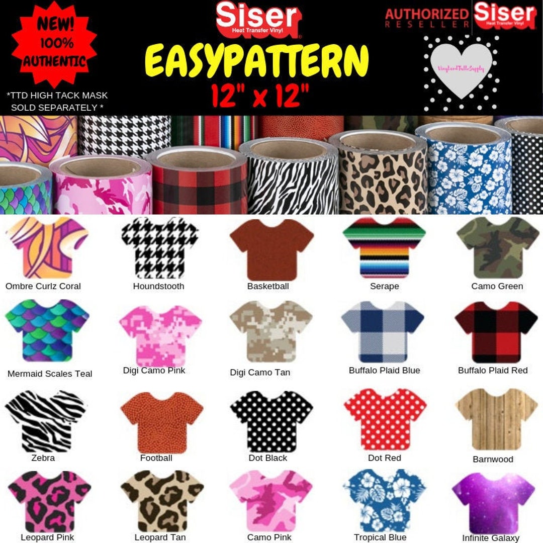 12" X 12" / Siser Easypattern HTV / 1 Foot / Heat Transfer Vinyl ...