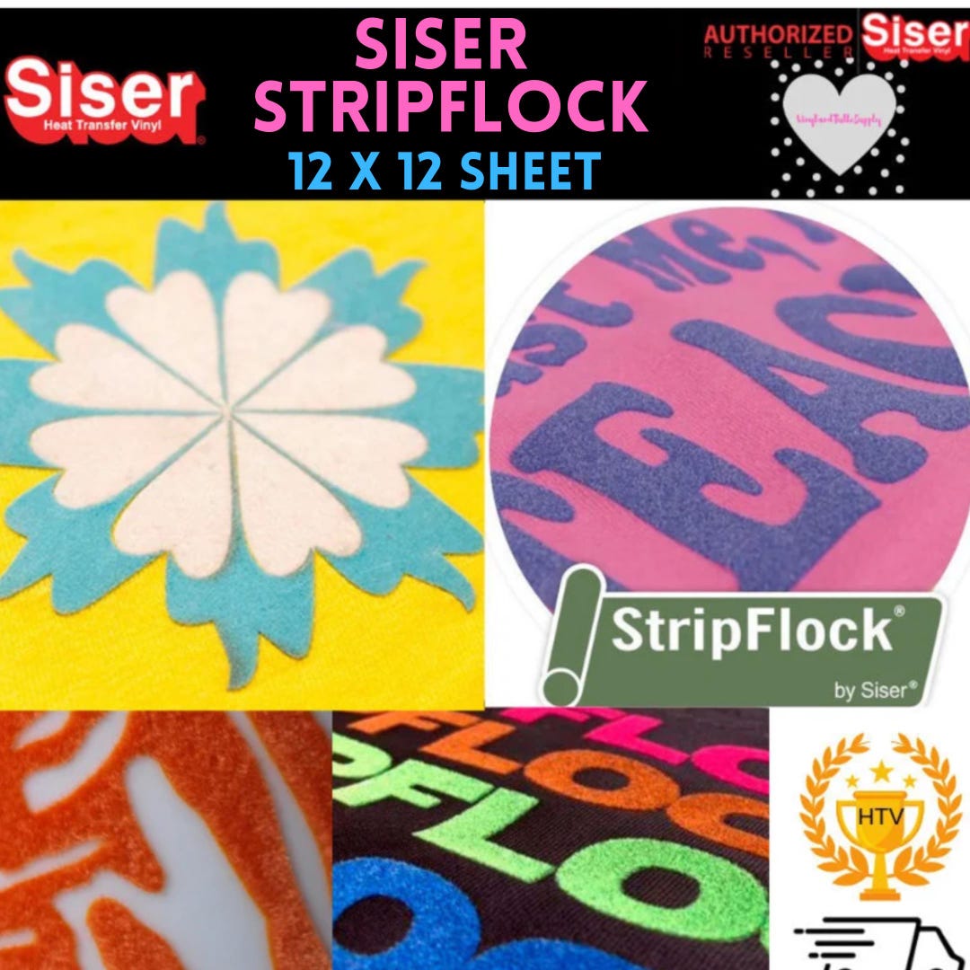 Siser Stripflock Pro HTV 12x12 Sheet - Flock Heat Transfer Vinyl - Etsy