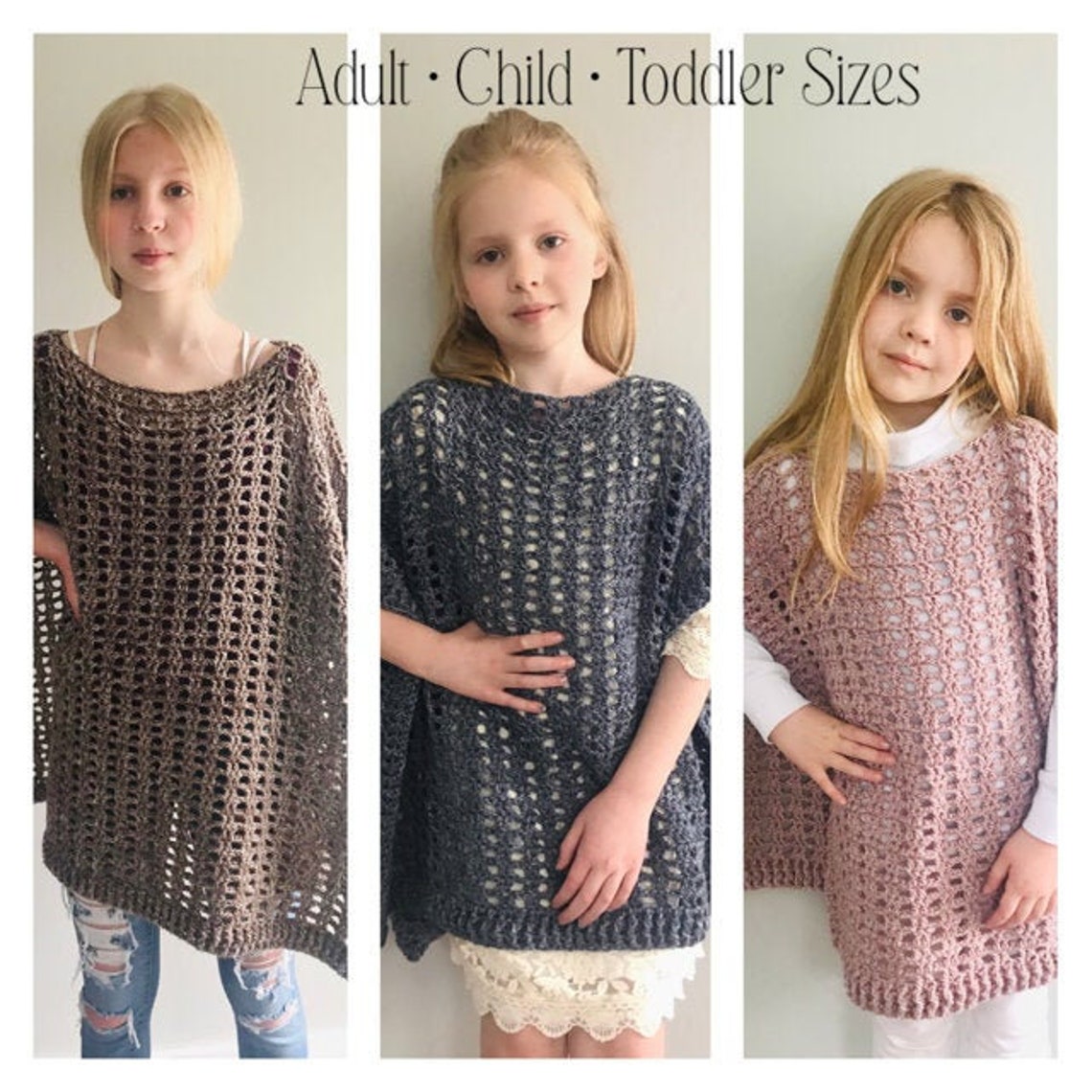PDF Crochet Pattern Poncho Pattern Girls / Womens Poncho - Etsy