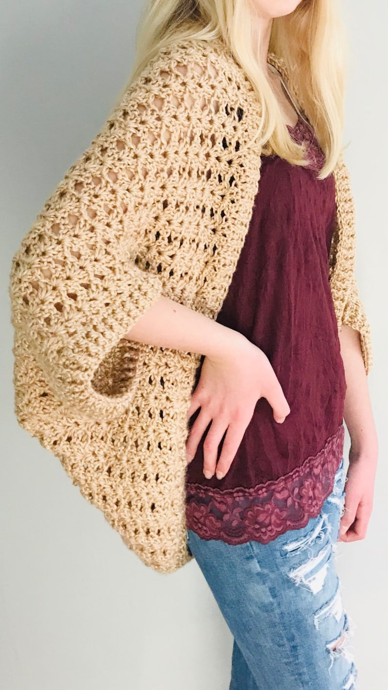 PDF Crochet Pattern - the Genesis Greer - Easy Stitch Cocoon Shrug ...