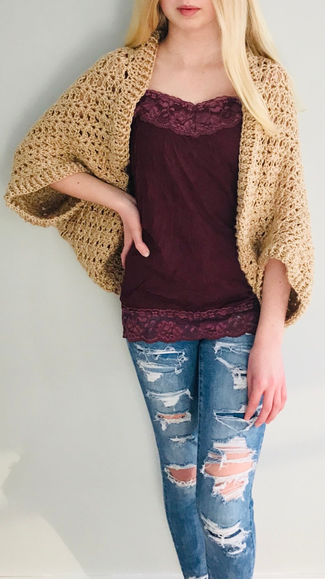 PDF Crochet Pattern - the Genesis Greer - Easy Stitch Cocoon Shrug ...