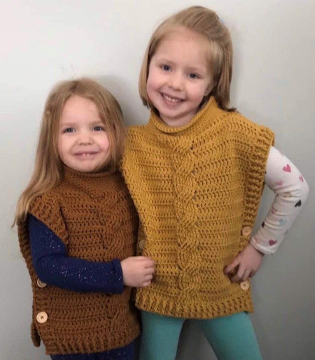 PDF Crochet Pattern - Baby, Child and Adult Size Cabled Vest - Pullover ...