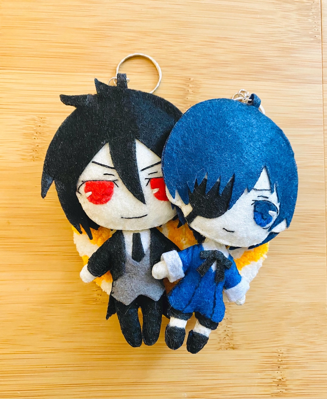 Black Butler Keychain | Ciel Sebastian | Felt Doll Plush | Handmade ...