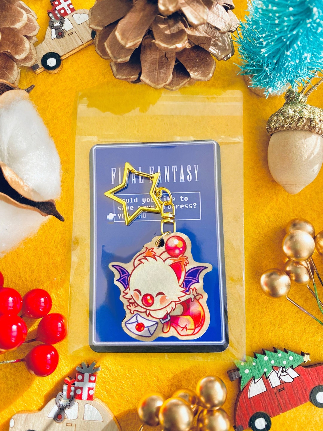 Mog FF Mascot Moggle Wooden Charm the World of Final Fantasy - Etsy