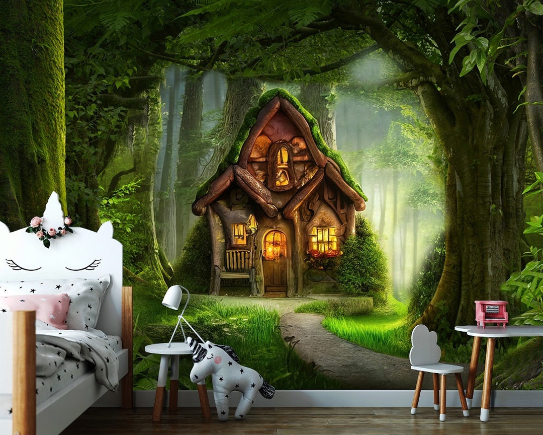 Magical Forest Wallpaper, Kids Wall Mural, Magic House, Fairytale ...