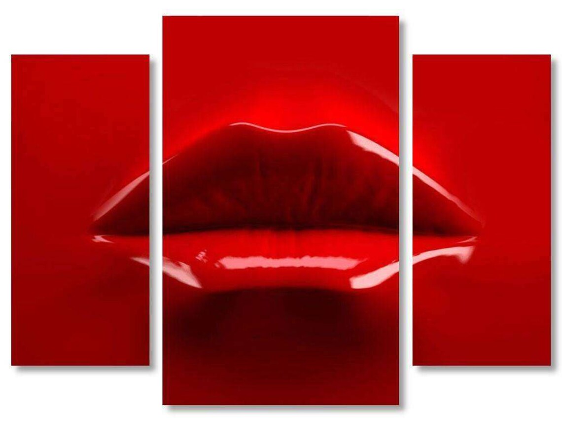 3D Lips Canvas Print Red Lips Art style 3D Red Lips Art | Etsy