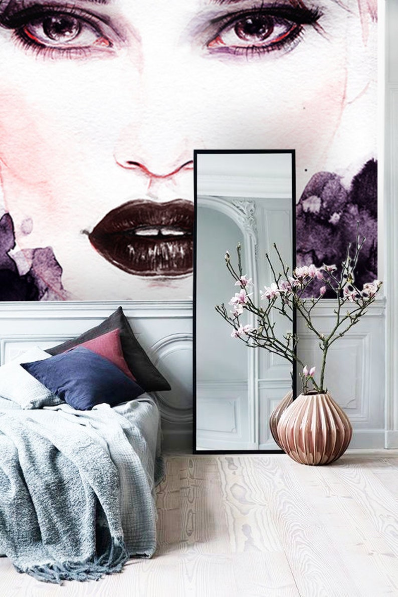 Papel Tapiz De Salón De Belleza Mujer De Moda Mural De Pared Etsy España