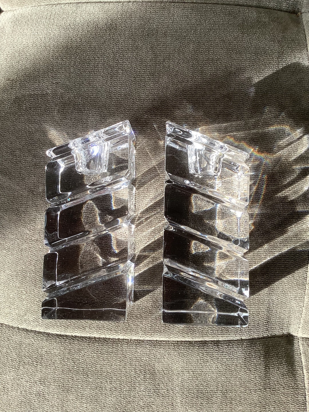 Beveled Block Crystal Pillar Candlesticks Pair 4.25” X 2.25” X 2.25” - Etsy