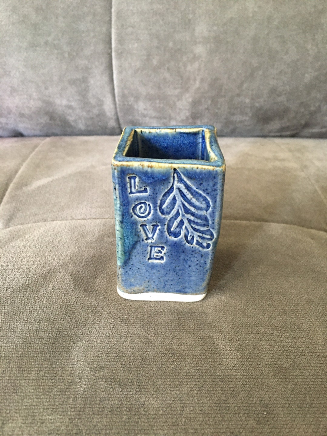 Blue Glazed Handmade Toothpick/matchstick Holder LOVE - Etsy