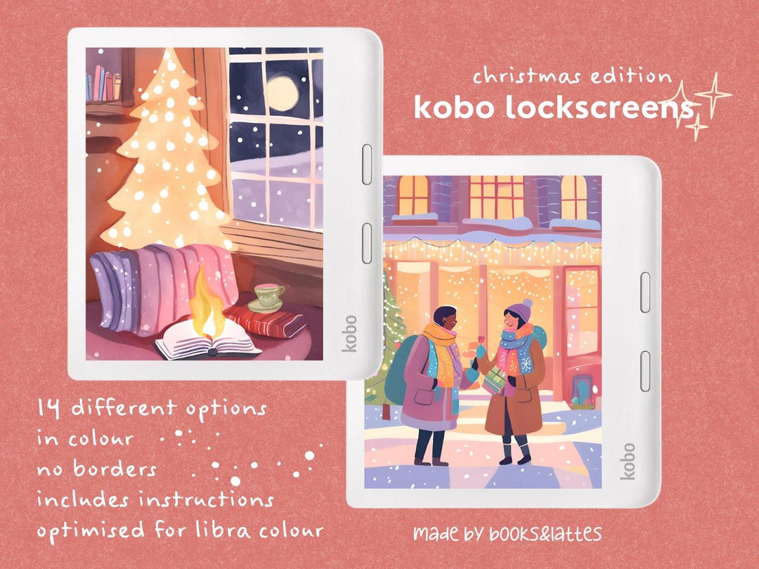 14 Lock Screens for Kobo Libra Color / Christmas Watercolor ...