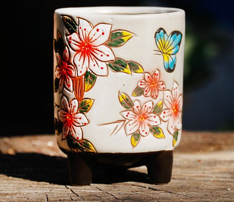 Circular Flower Pot Succulent Planter Ceramic Planter - Etsy UK