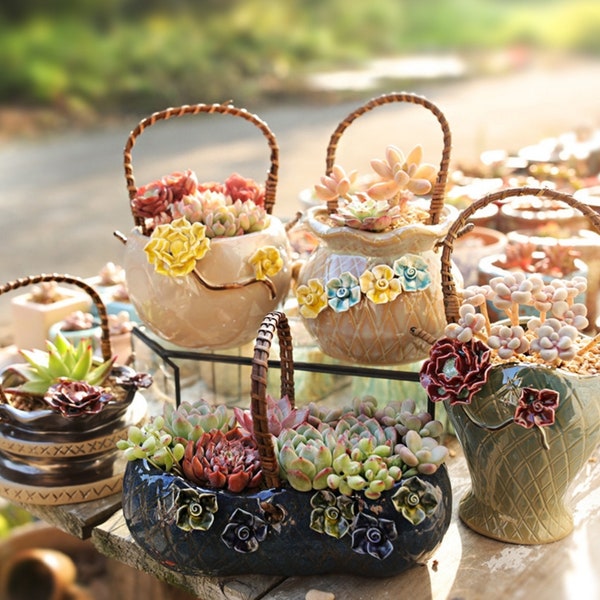 Pink Flower Pot - Etsy