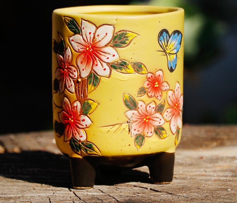 Circular Flower Pot Succulent Planter Ceramic Planter - Etsy UK