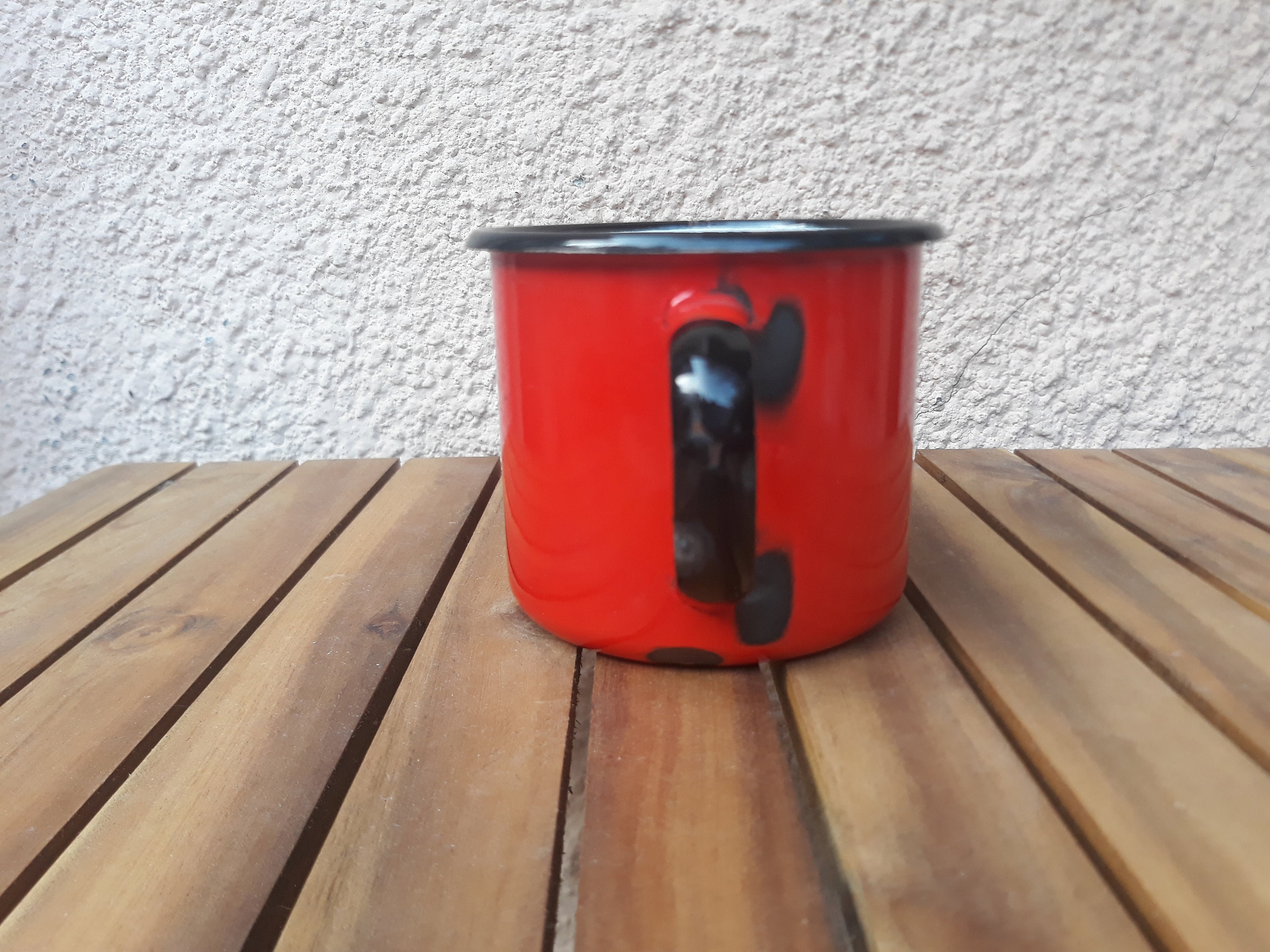 Vintage Little ENAMEL CUP Red - Enamelware Cup - Enameled Steel Mug ...