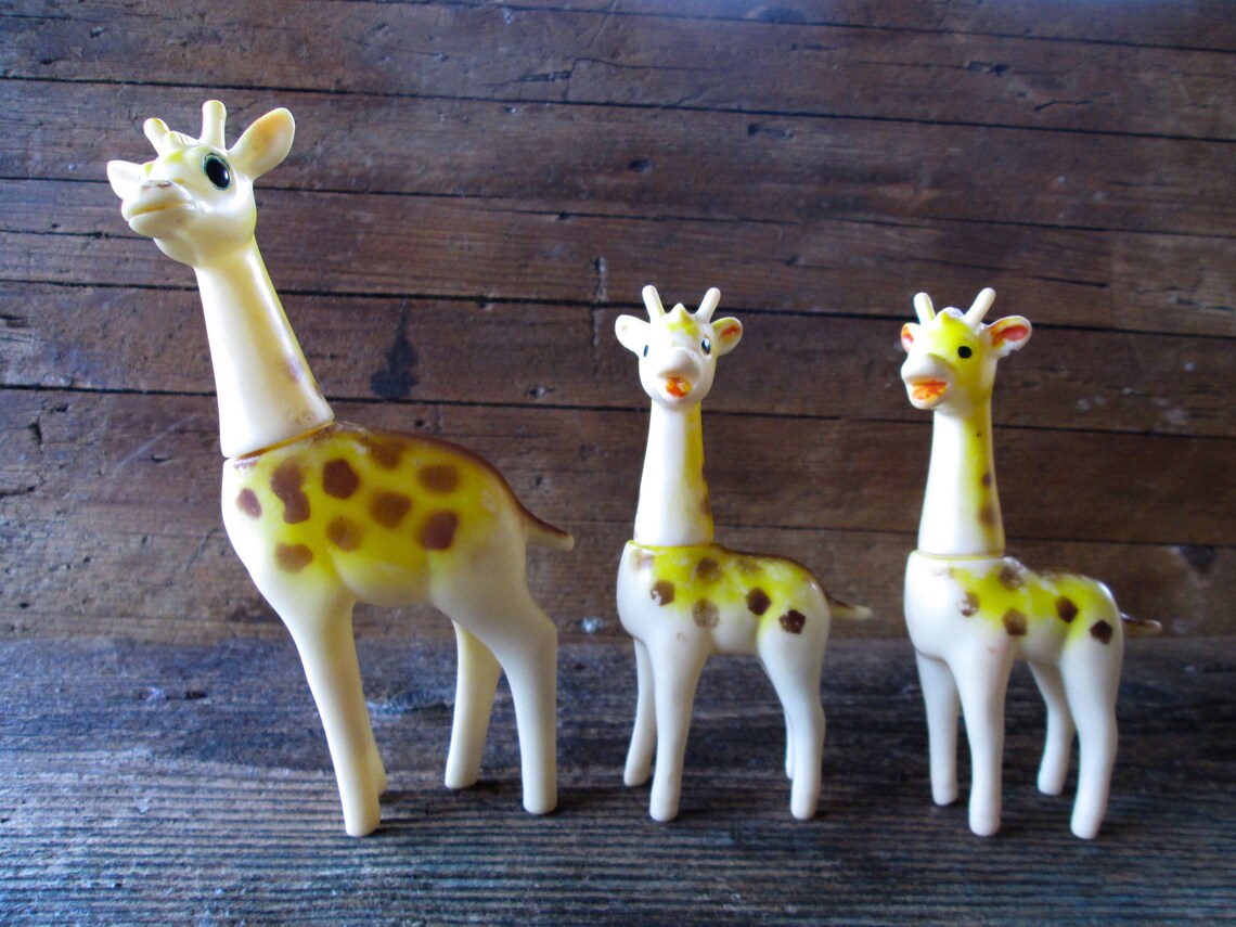 Vintage RUBBER TOYS GIRAFFE Mother and Your Babies - Vinyl Toys Family ...