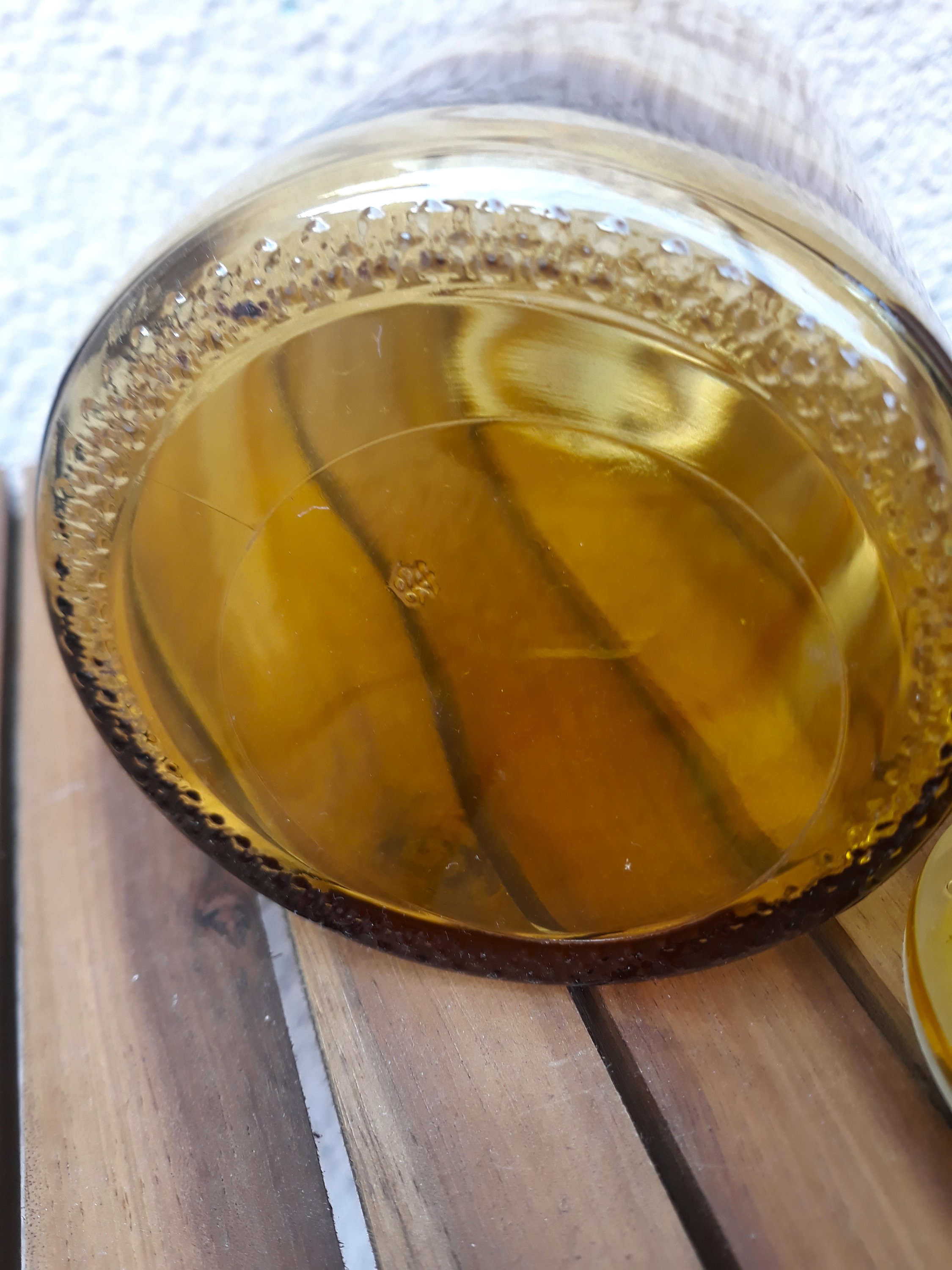 Vintage YELLOW GLASS JAR Container Vase With Lid for Storage ...