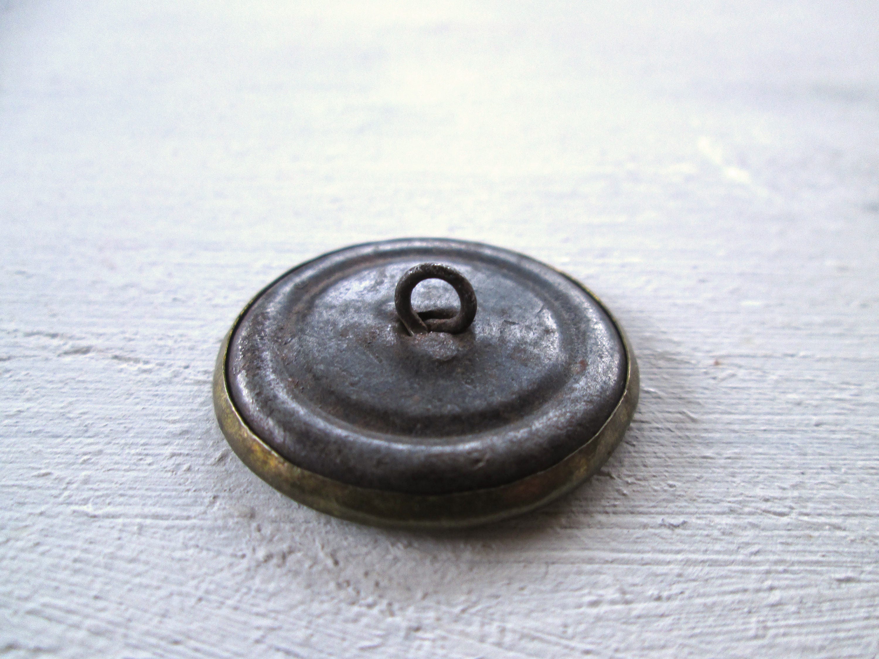 VINTAGE LARGE BUTTON Brass With Rim - Jewel Button Perforated Flower ...