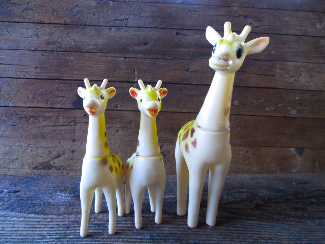 Vintage RUBBER TOYS GIRAFFE Mother and Your Babies - Vinyl Toys Family ...