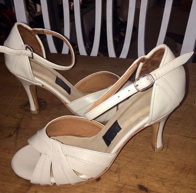 Beige Leather Heels Dance Tango Shoes:,open Toe, Handmade - Etsy
